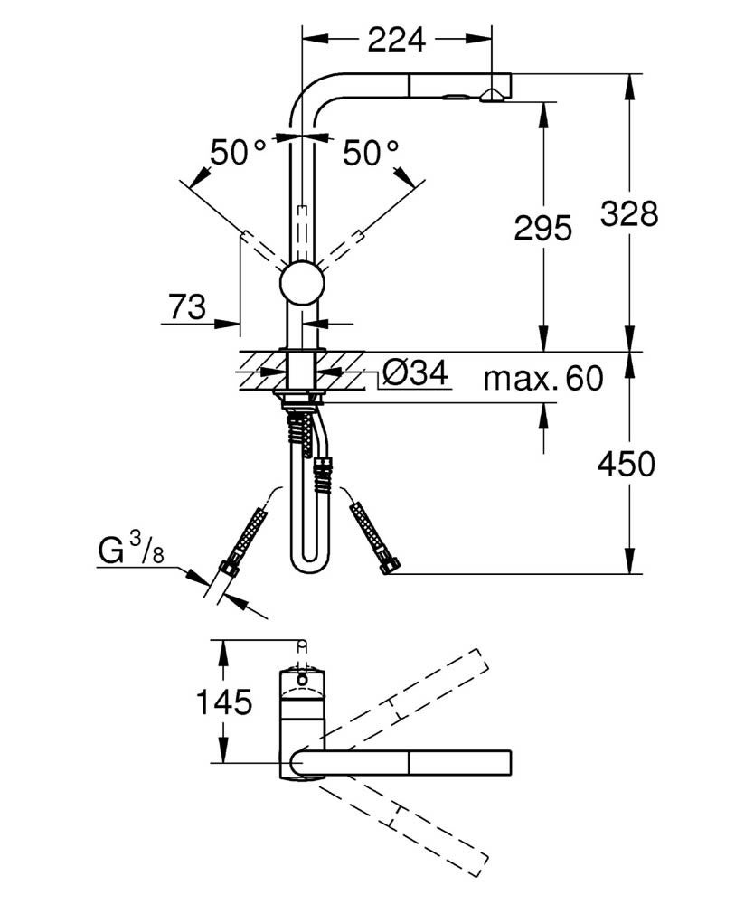 Grohe 30274000 MINTA miscelatore monocomando H.33 cm per lavello, con ...