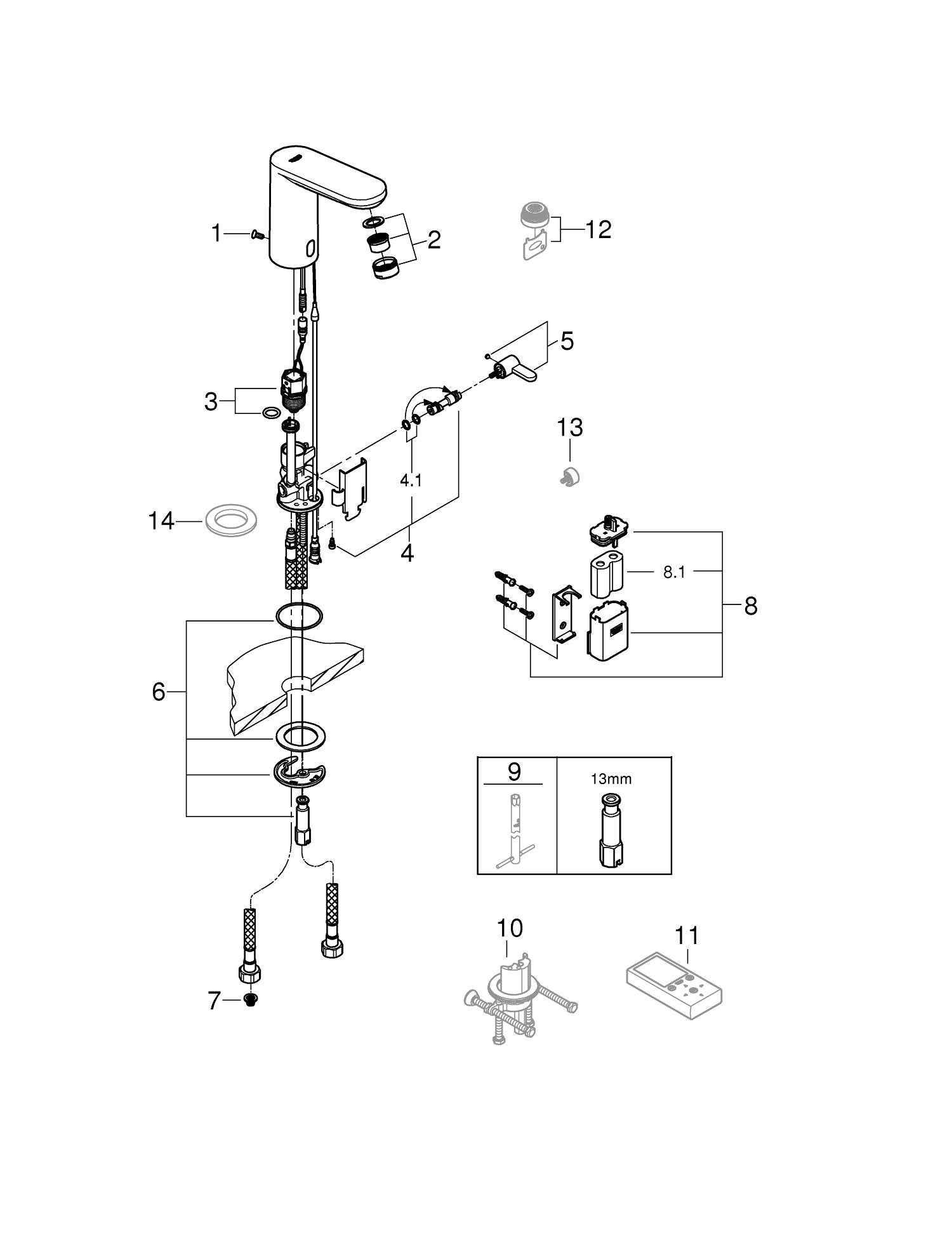 Grohe 36327001 EUROSMART COSMOPOLITAN E miscelatore elettronico H.13 cm ...