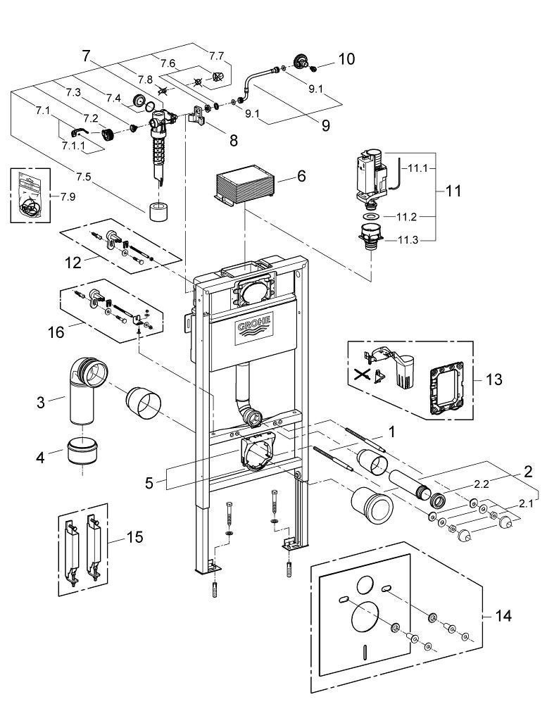 Grohe 38525001 RAPID SL Sistema di installazione per vaso sospeso, 1,00 ...
