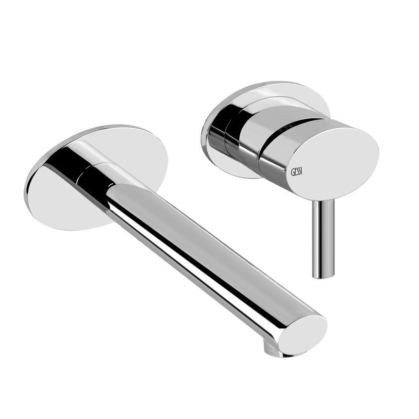 Gessi 23081#031 OVALE miscelatore lavabo a parete, bocca P.22 cm, senza scarico, finitura cromo ...