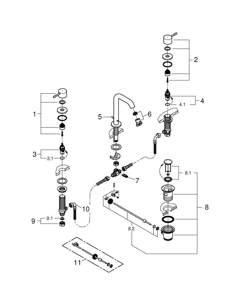 Grohe 20296001 Essence Batteria a 3 fori per lavabo Taglia M finitura ...