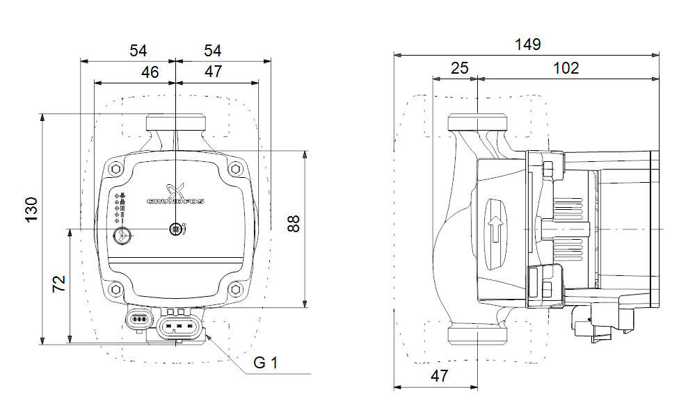 Grundfos 99160574 ALPHA1 L 15-60 130 Circolatore a rotore bagnato a velocità variabile per ...