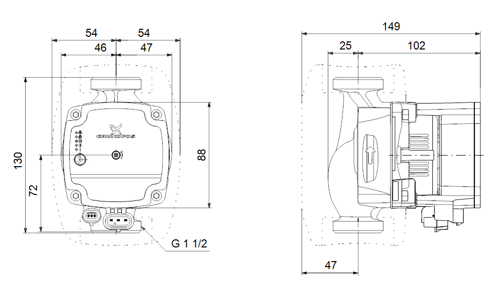 Grundfos 99160583 ALPHA1 L 25-60 130 Circolatore a rotore bagnato a velocità variabile per ...