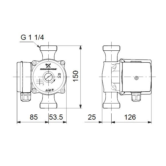 Grundfos 95906472 UP 20-45 N 150 Circolatore a rotore bagnato a una velocità per impianti di ...