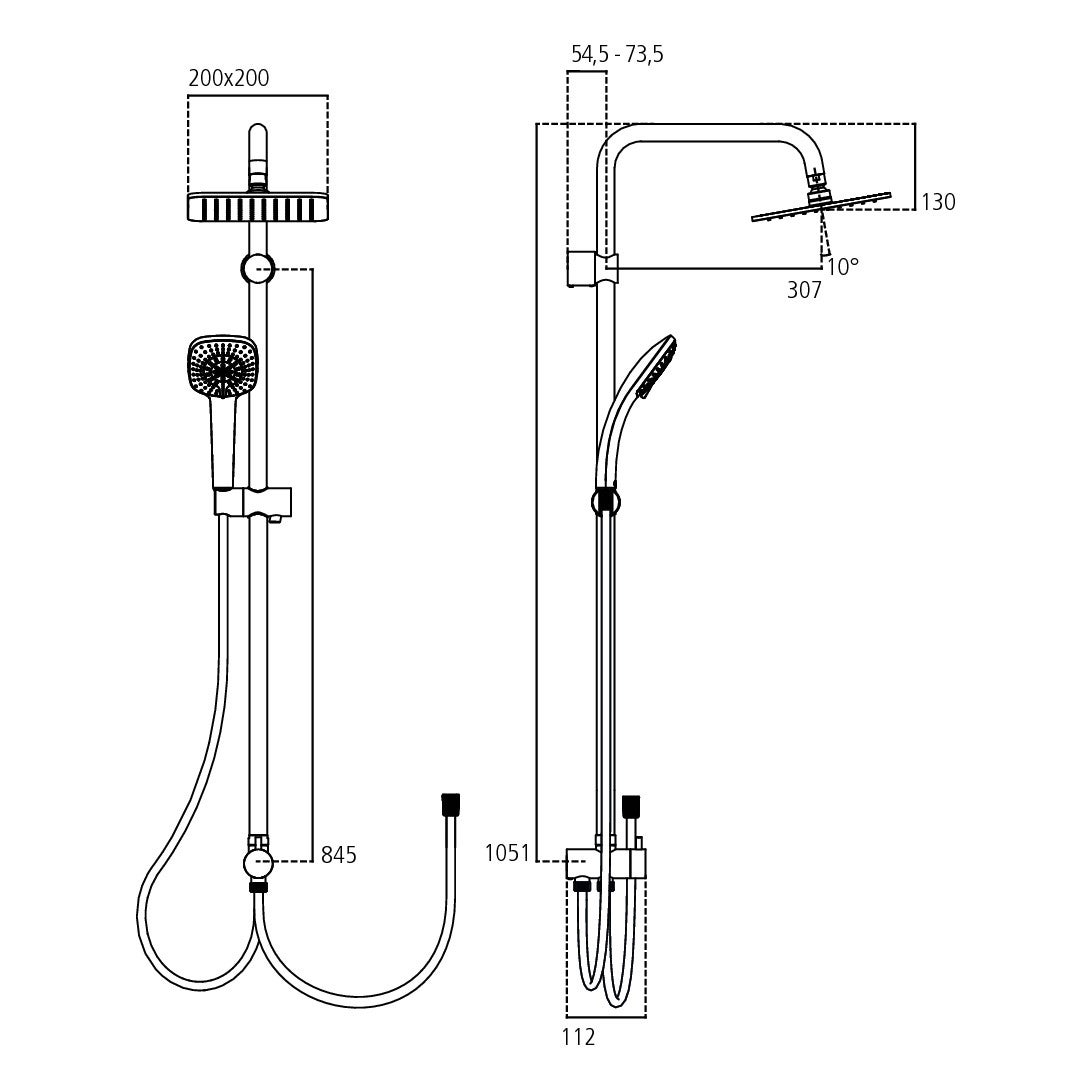 Ideal Standard A5862AA IDEALRAIN DUO CUBE colonna doccia, senza miscelatore, con deviatore a due ...