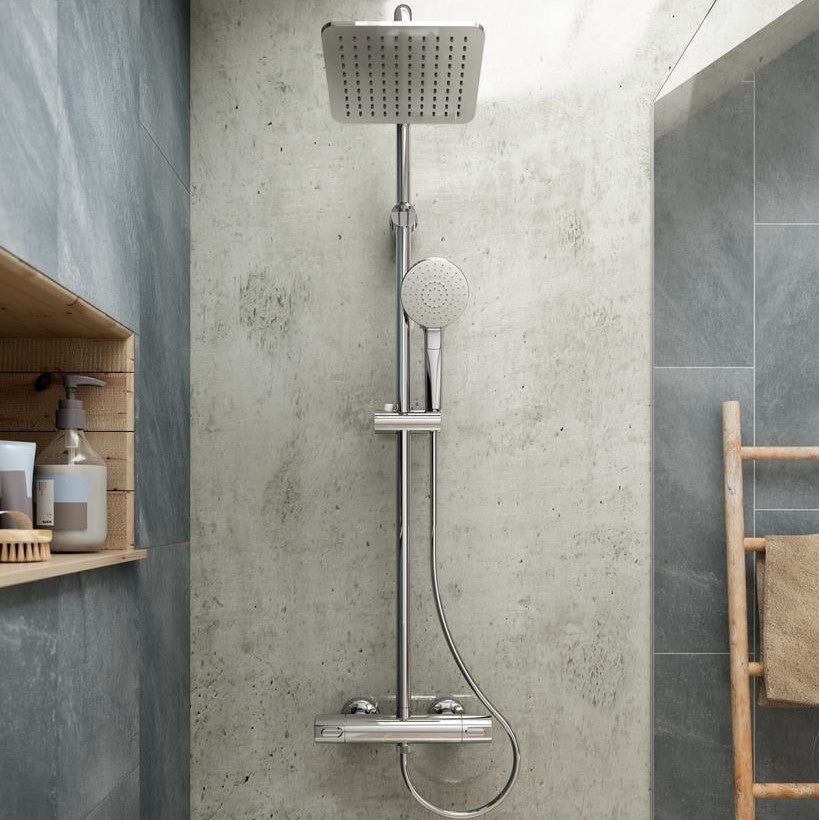 Ideal Standard B2237AA IDEALRAIN EVO asta doccia Round da 90 cm, doccetta Ø 11 cm con sistema ...