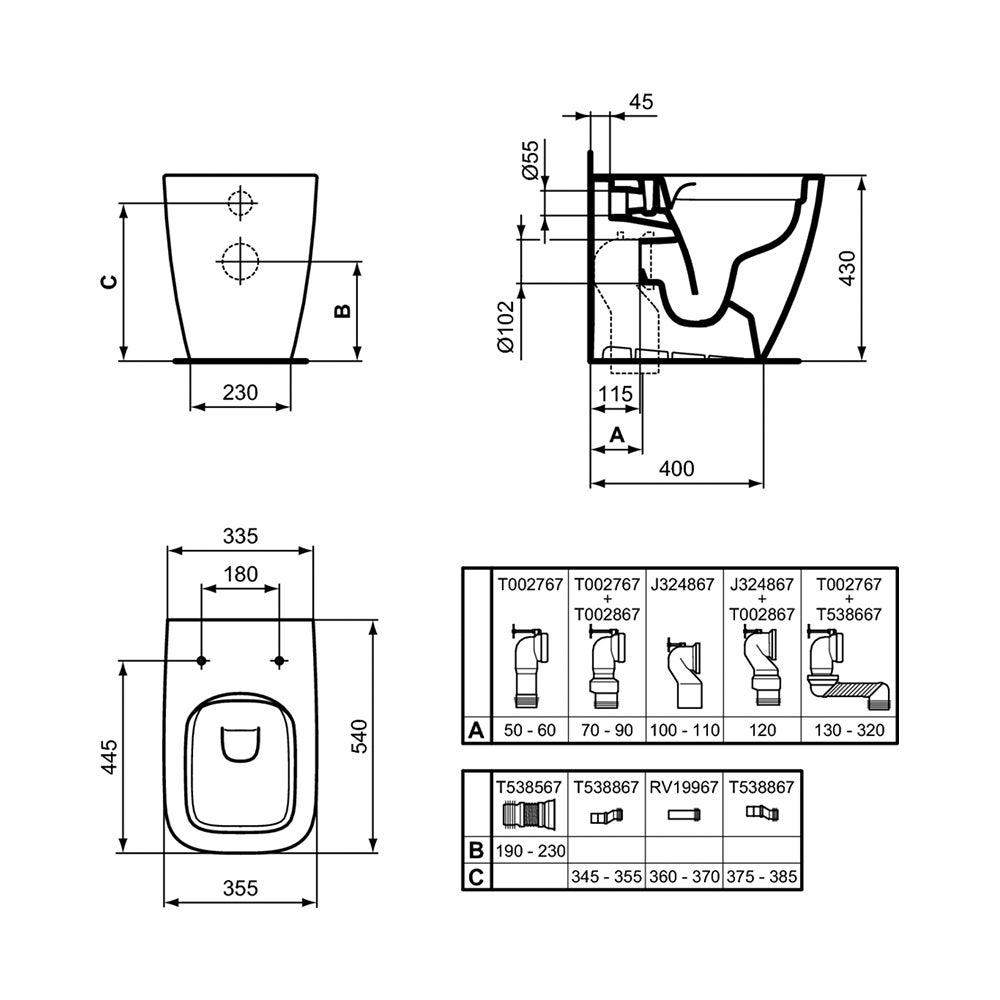 Ideal Standard I.LIFE B set sanitari a terra universale, vaso filo ...