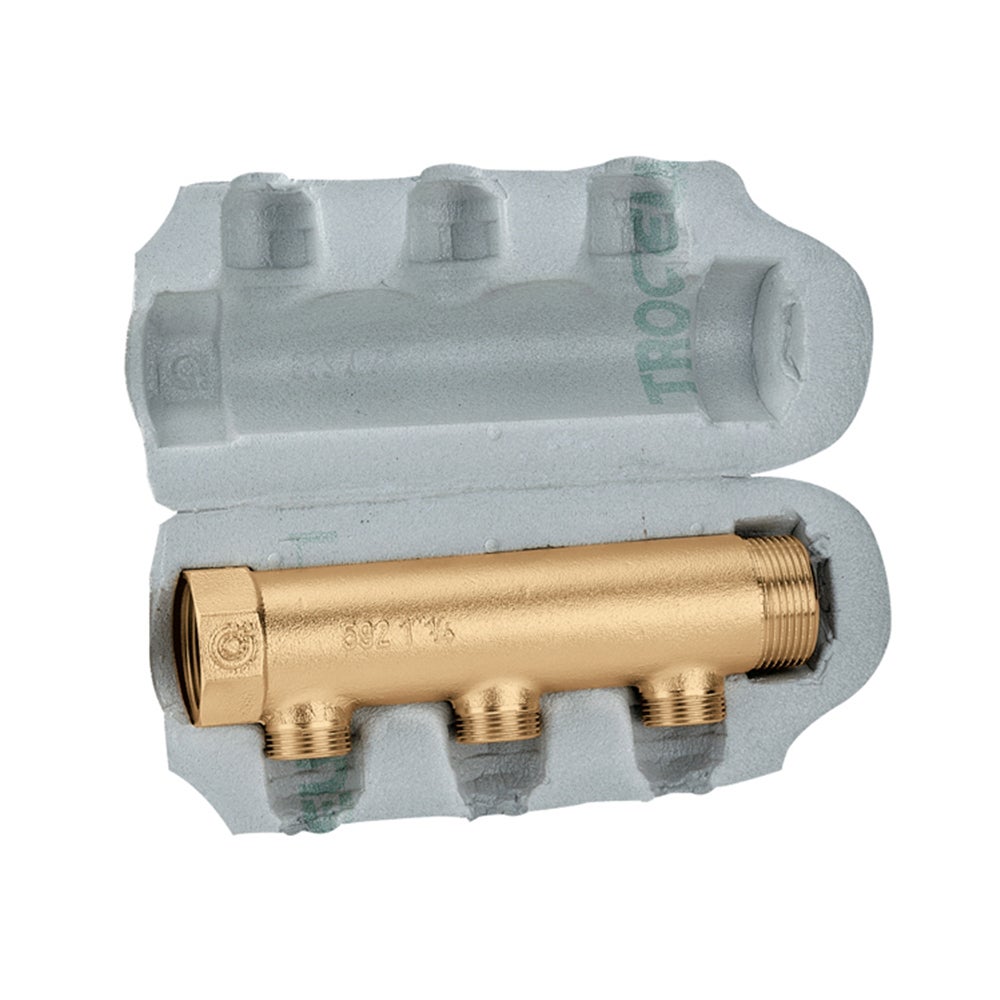 Caleffi 3 derivazioni attacco 1 1/4" Collettore semplice componibile con 3 derivazioni 3/4” M e ...