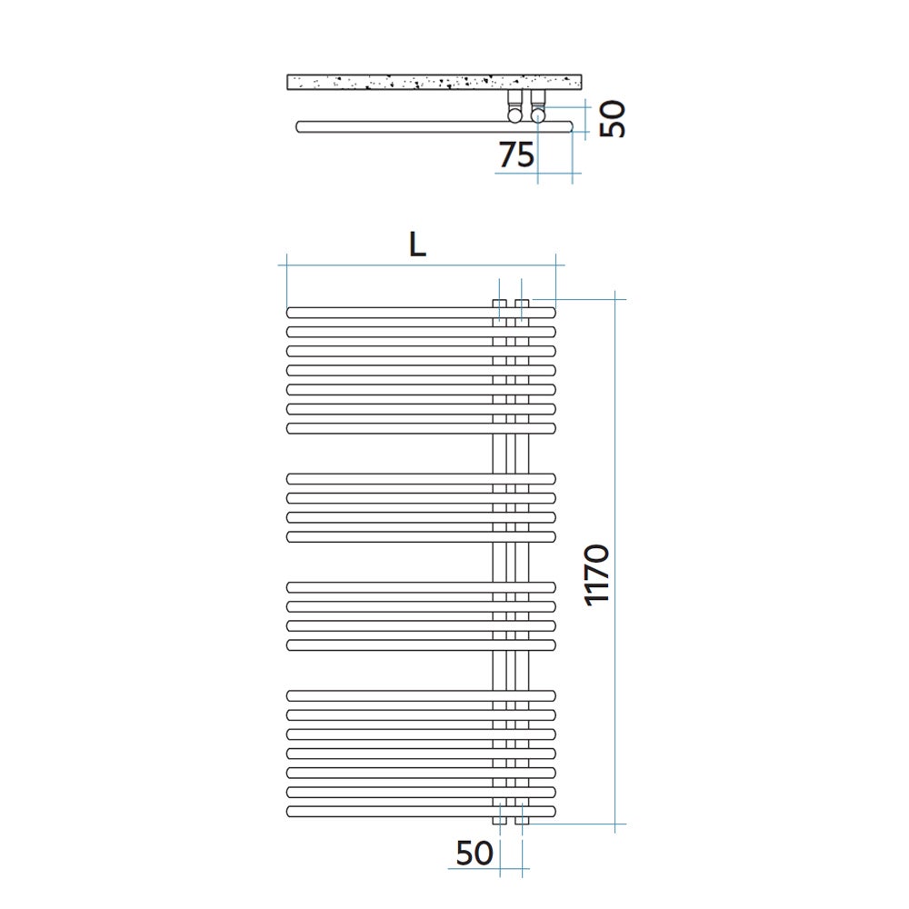 Irsap 1170 FUNKY_S radiatore 22 tubi H.117 L.50 P.6,2 cm, 3 intervalli ...