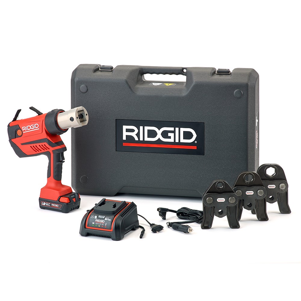Ridgid RP 350-B Pressatrice a pistola a batteria completo di ganasce V ...