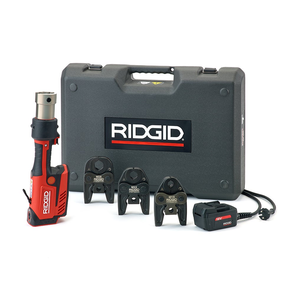Ridgid RP 351-C Pressatrice in linea completo di ganasce M 15-22-28 mm ...