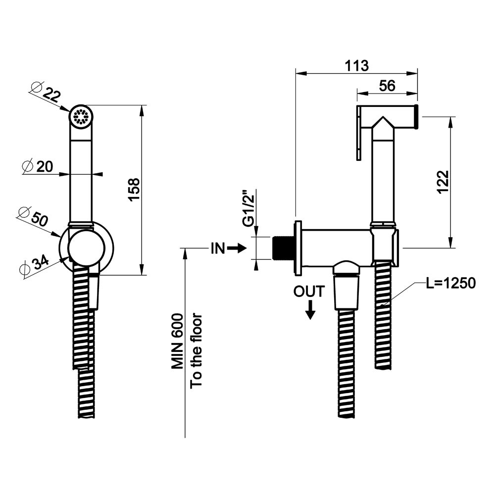 Gessi 14331#149 SHOWER doccetta shut-off a parete, da abbinare a ...