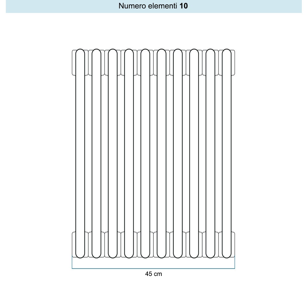 Irsap 2000 TESI 2 Radiatore 10 elementi H.200 L.45 P.6,5 cm, colore ...