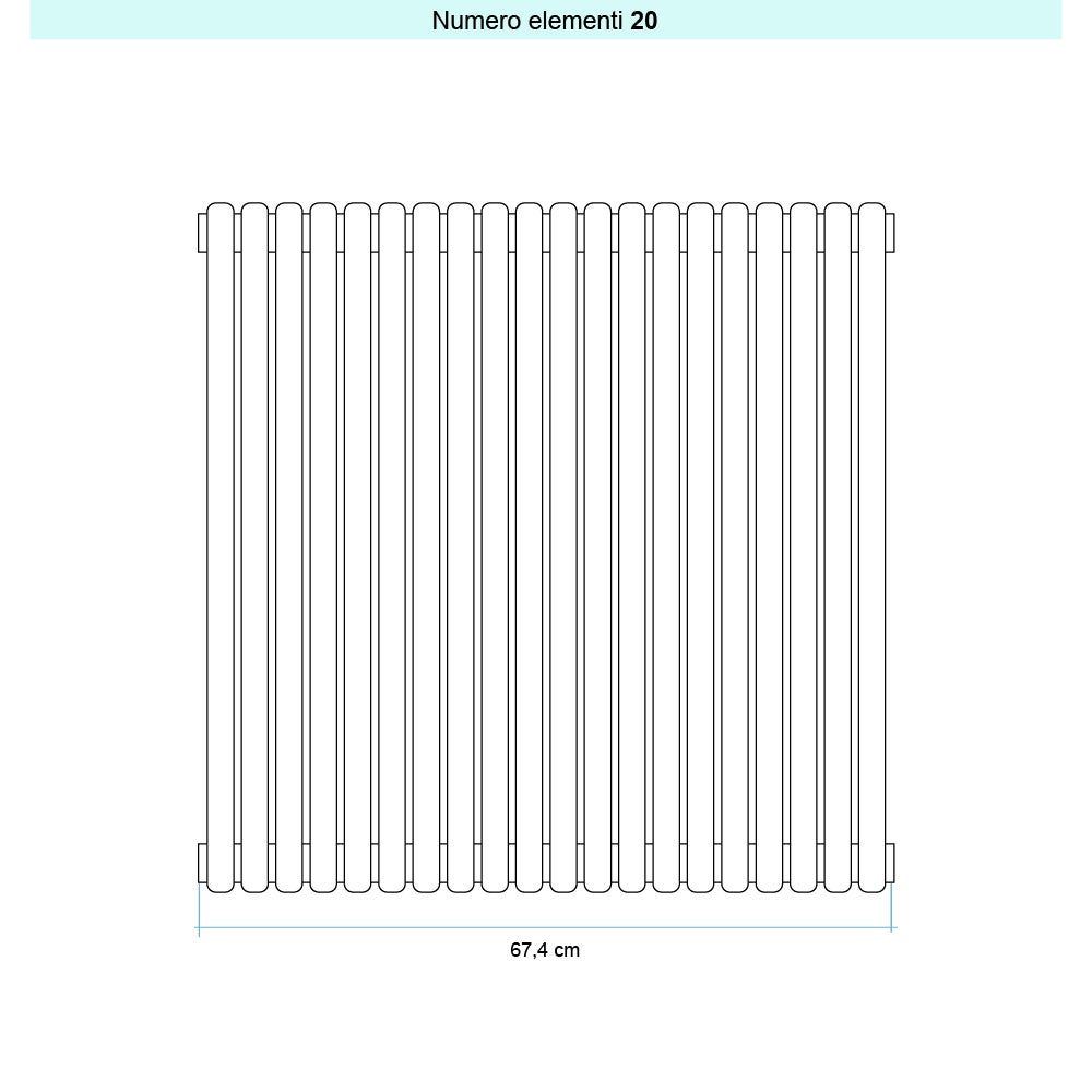 Irsap 2020 ARPA23_2 VERTICALE Radiatore 20 elementi, H.202 L.67,4 P.7 cm, colore bianco standard ...