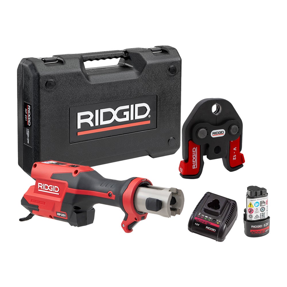 Ridgid RP 251 pressatrice in linea a batteria completo di ganasce V 15 ...