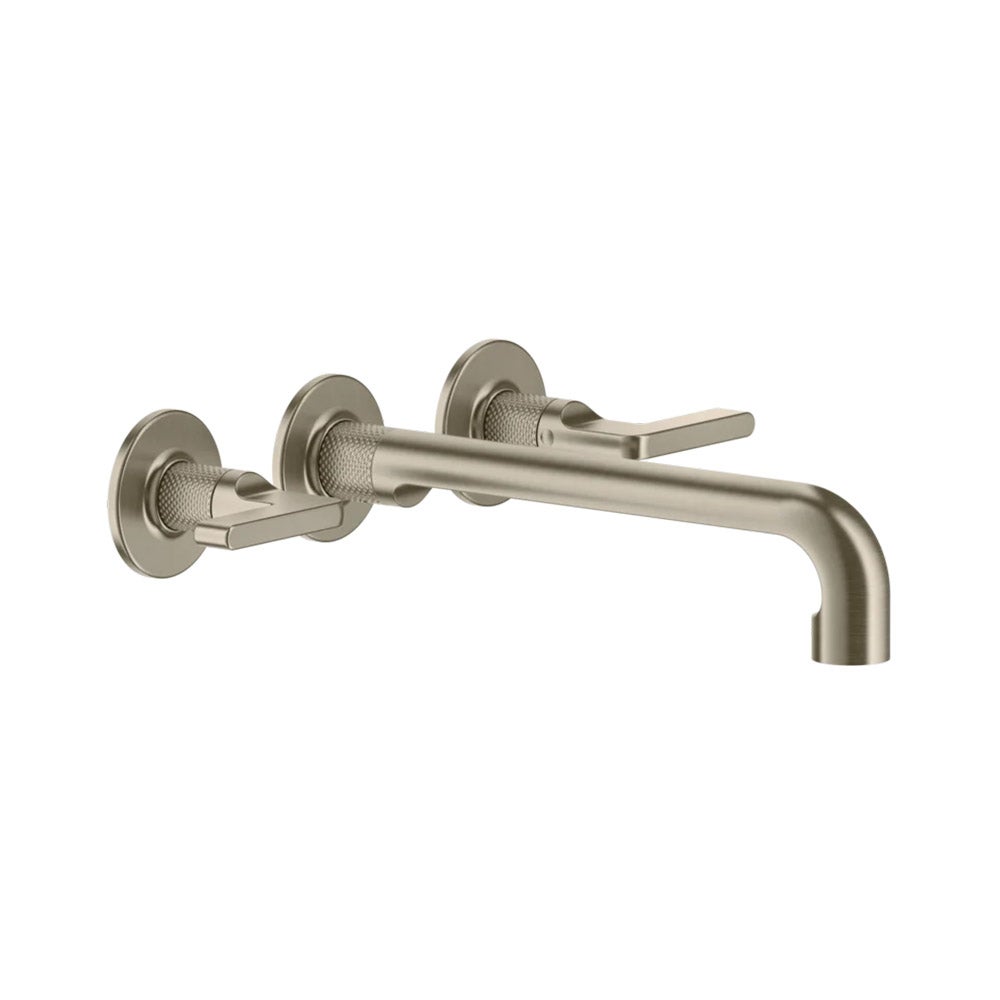 Gessi 58092#149 INCISO- gruppo lavabo P.27 cm, tre fori a parete, senza scarico, finitura finox ...