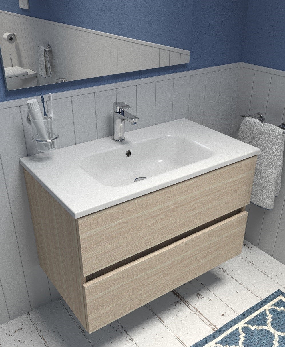 Ponsi SMILE2-O Bagno completo, finitura mobile effetto legno colore ...