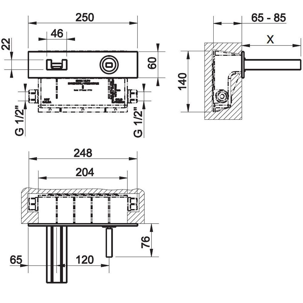 Gessi 30997#031 RETTANGOLO CASCATA miscelatore joystick a parete, con ...
