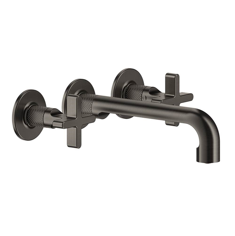 Gessi Bocca media INCISO+ gruppo lavabo P.23 cm, tre fori a parete, senza scarico, finitura aged ...
