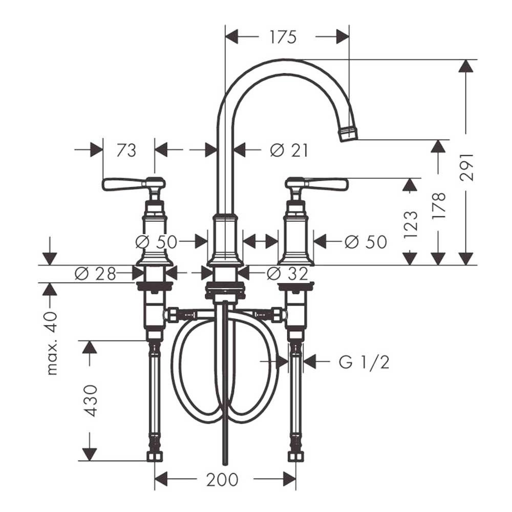 Axor 16514000 MONTREUX rubinetteria 3 fori lavabo con maniglie a leva ...