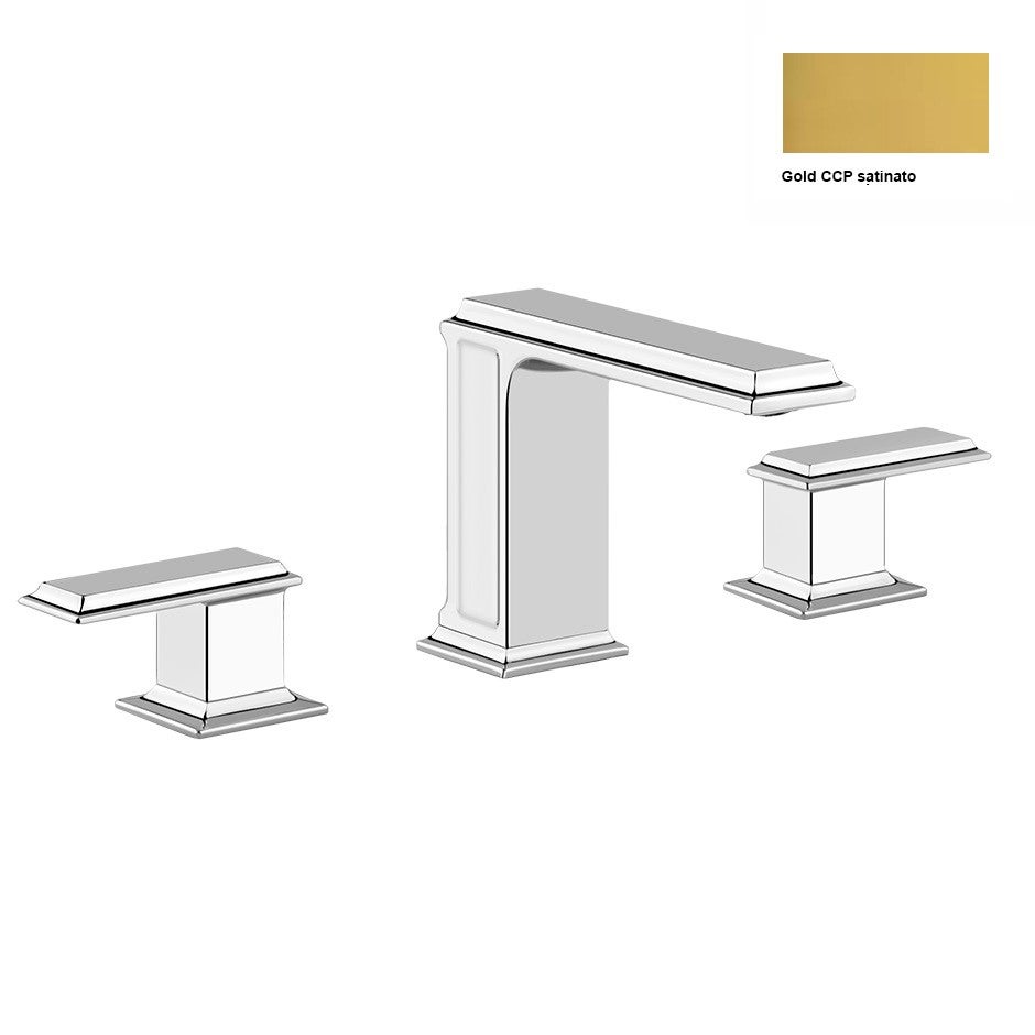Gessi 46011#093 Eleganza Gruppo lavabo tre fori Gold con bocca SENZA scarico | Prezzi e offerte ...