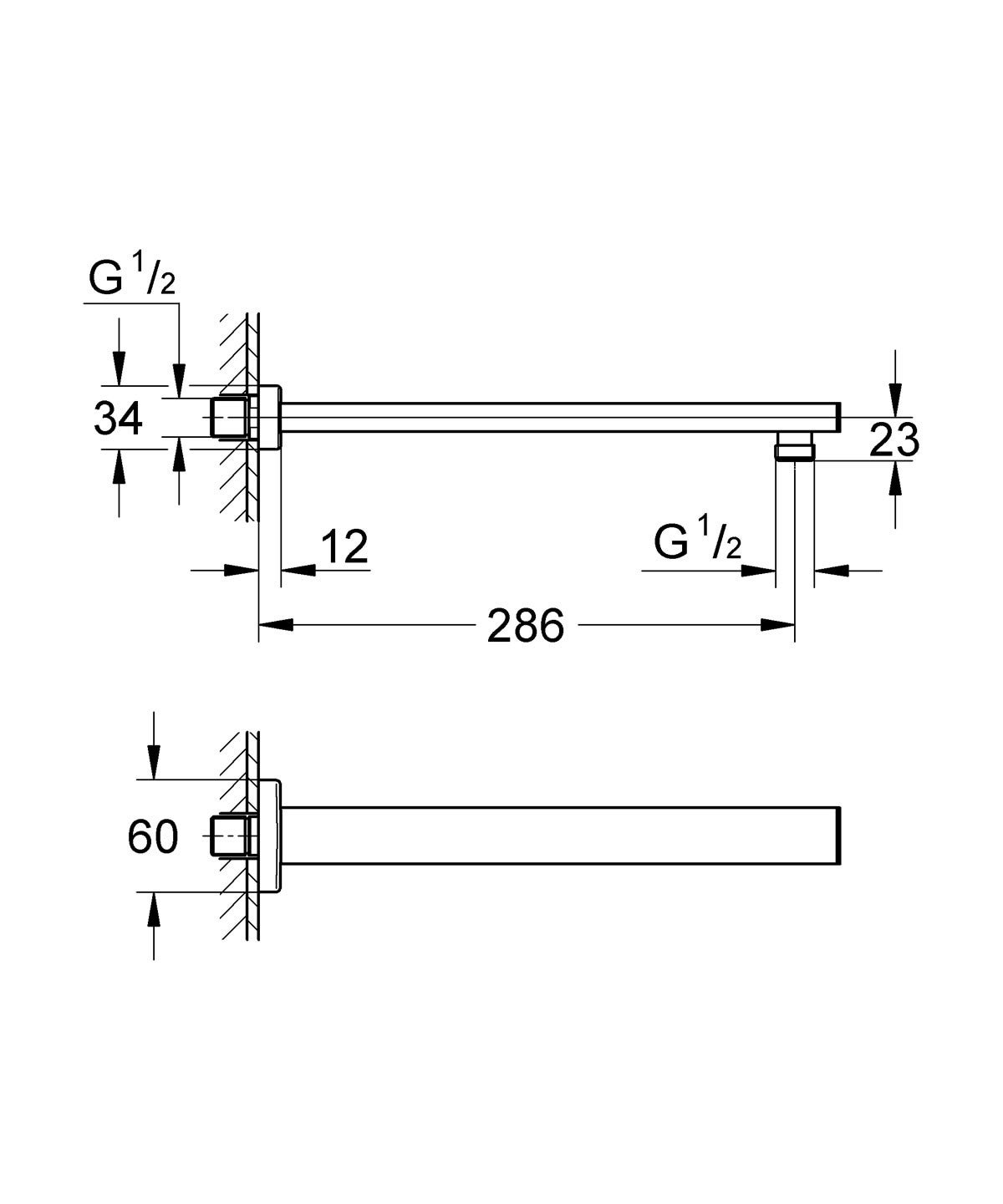 Grohe 27709000 RAINSHOWER braccio a parete per soffione doccia ...