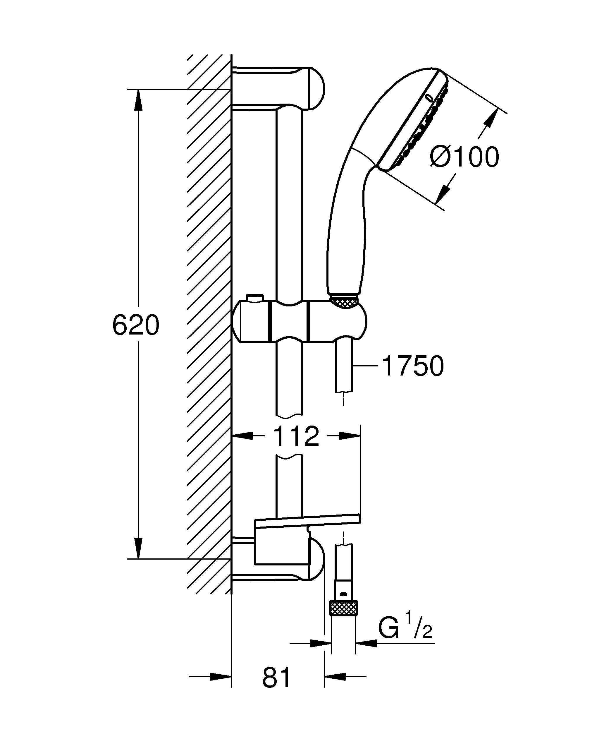 Grohe 27927001 TEMPESTA 100 set asta doccia a 3 getti, finitura cromo ...