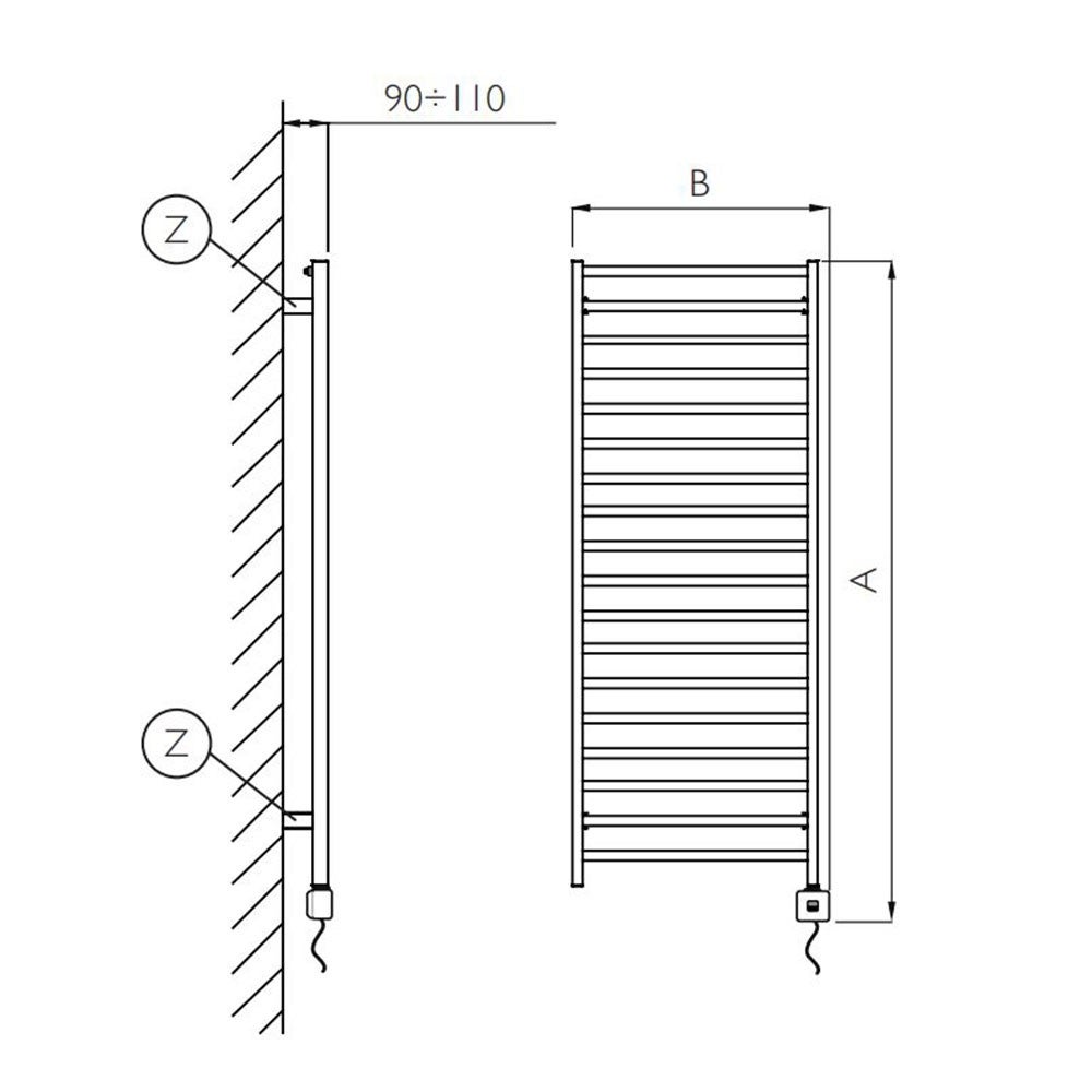 Deltacalor SQD4130050NS1015G SLIM-Q ELECTRIC PLUS scaldasalviette H.135 ...