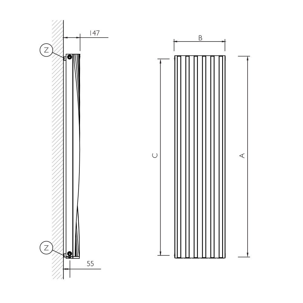 Deltacalor HR1V180006B HARP radiatore H.100 L.45 cm, colore bianco ...