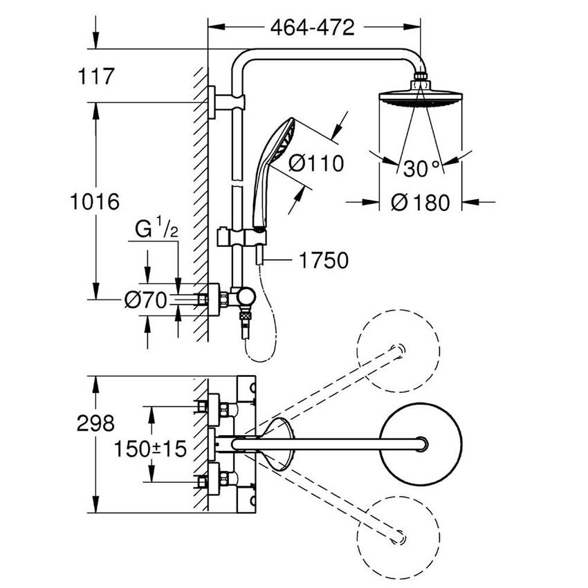 Grohe 27615000 Euphoria 180 System Sistema doccia con termostatico ...