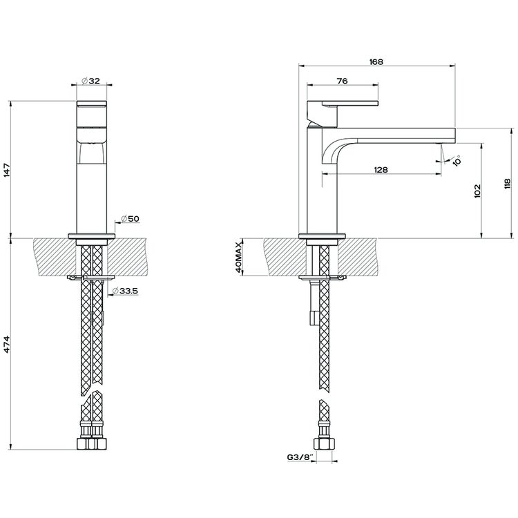 Gessi 38605#149 VIA MANZONI miscelatore lavabo H.15 cm, senza scarico e ...