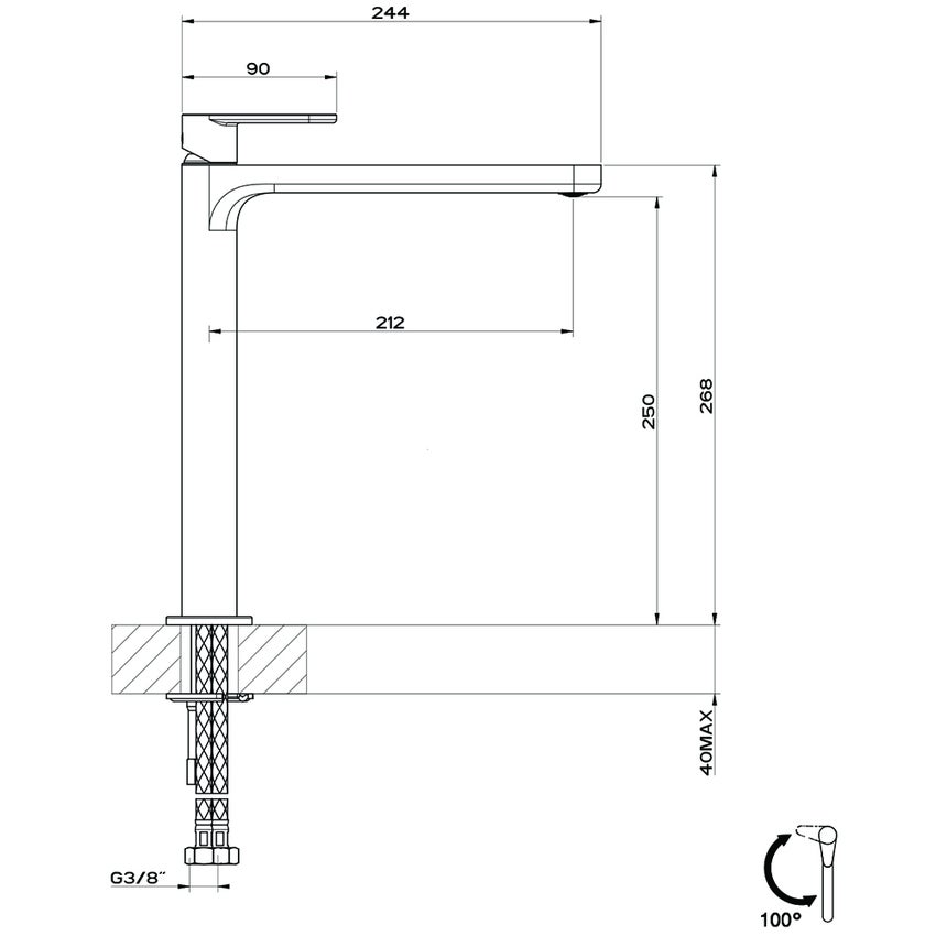 Gessi 29916#031 VIA BAGUTTA miscelatore lavabo H.30 cm, senza scarico ...