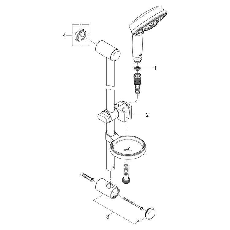 Grohe 27139000 Rainshower® Rustic 130 Set asta doccia a 3 getti ...
