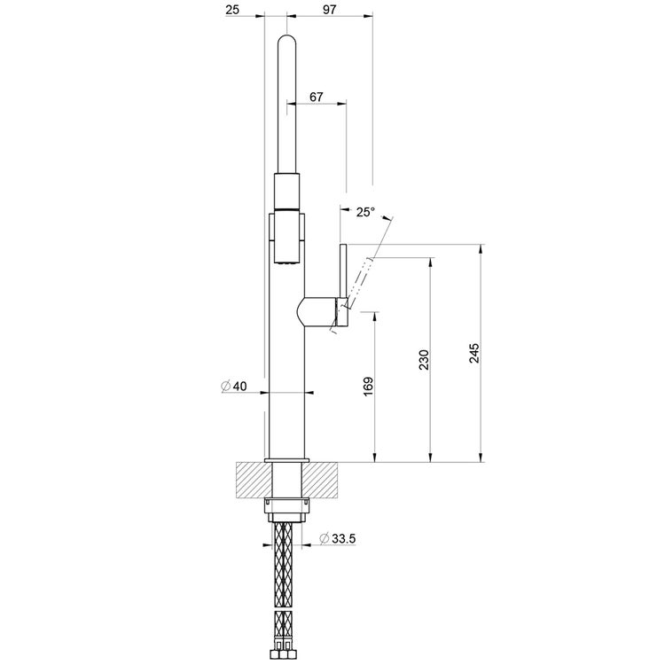 Gessi 60010#239 316 FLESSA miscelatore semi pro monocomando, con canna ...