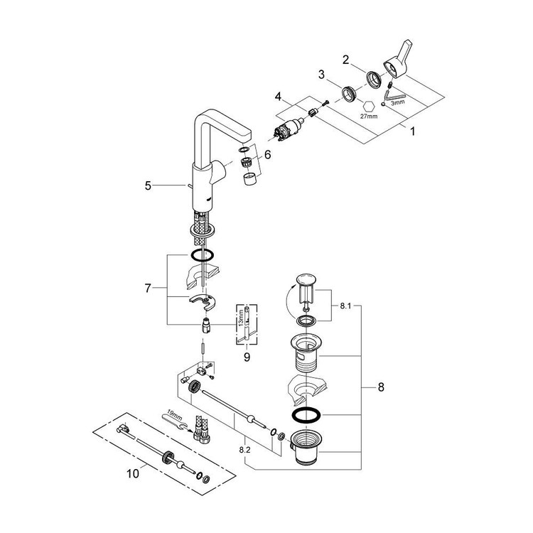 Grohe 23296000 Lineare Miscelatore Monocomando Lavabo - Bocca alta ...