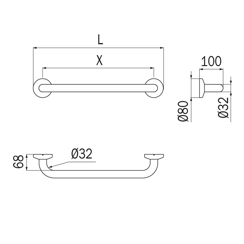 Inda AH395BAL HELP maniglione di sicurezza L.35 cm, finitura inox ...