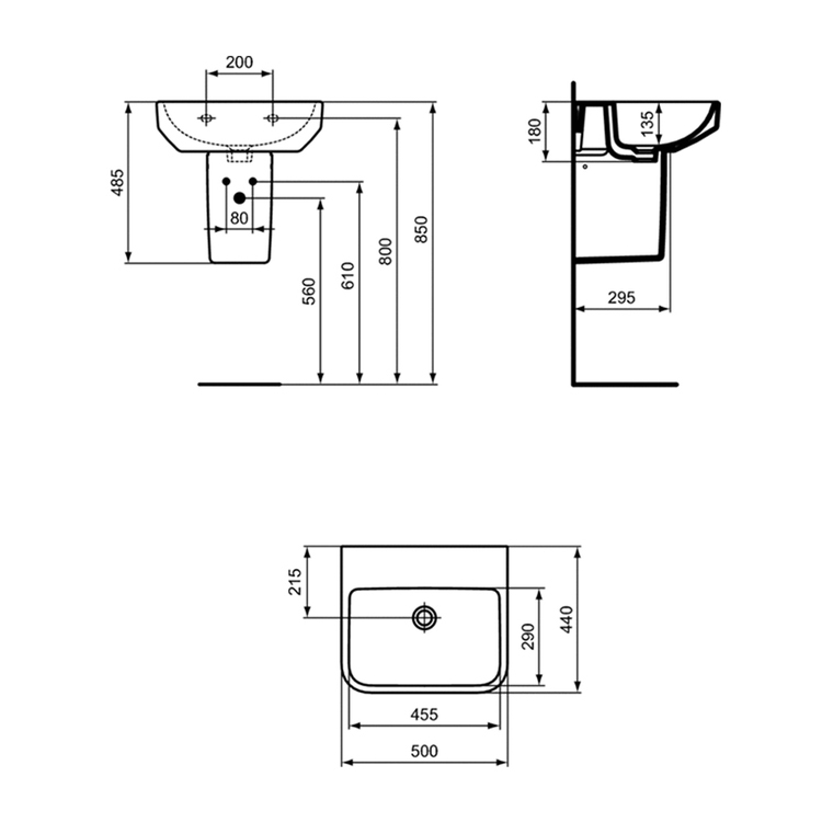Ideal Standard T534601 I.LIFE B semicolonna per lavabo, colore bianco finitura lucido | Prezzi e ...