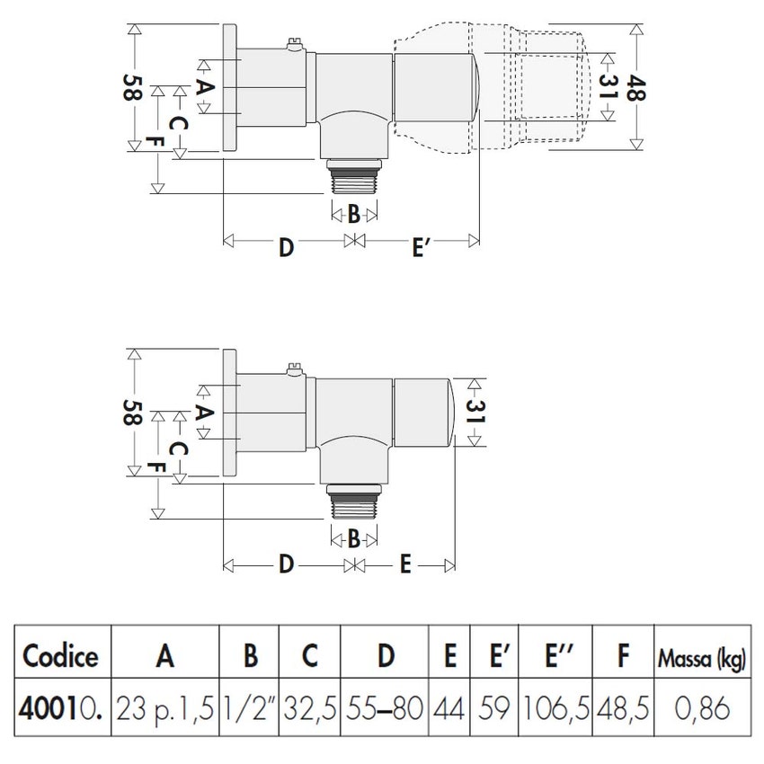 Caleffi 400101 Coppia di valvole HIGH-STYLE per termoarredi attacchi a ...
