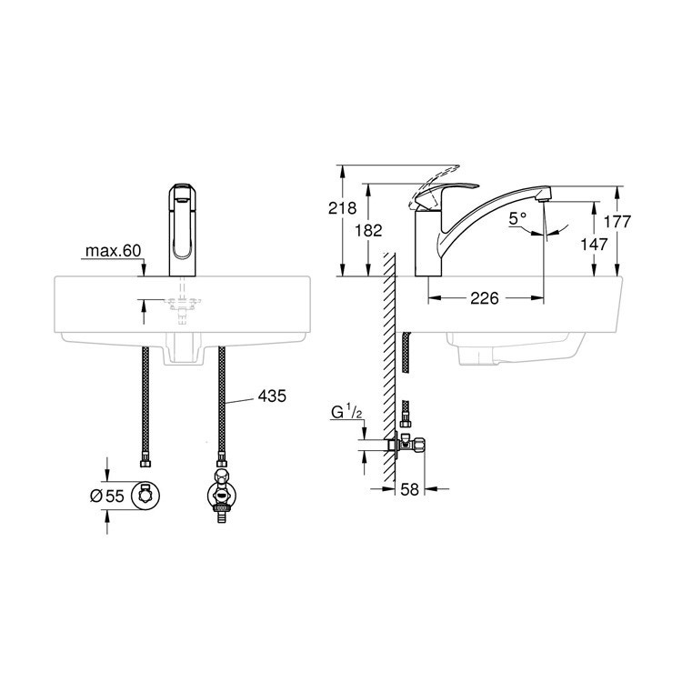 Grohe 31478000 Eurosmart New Miscelatore monocomando per lavello con ...