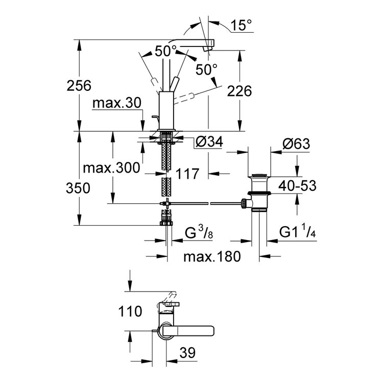 Grohe 23296000 Lineare Miscelatore Monocomando Lavabo - Bocca alta ...