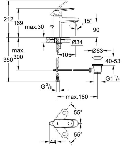 Grohe 3261200E Europlus Miscelatore Monocomando Lavabo finitura cromo ...