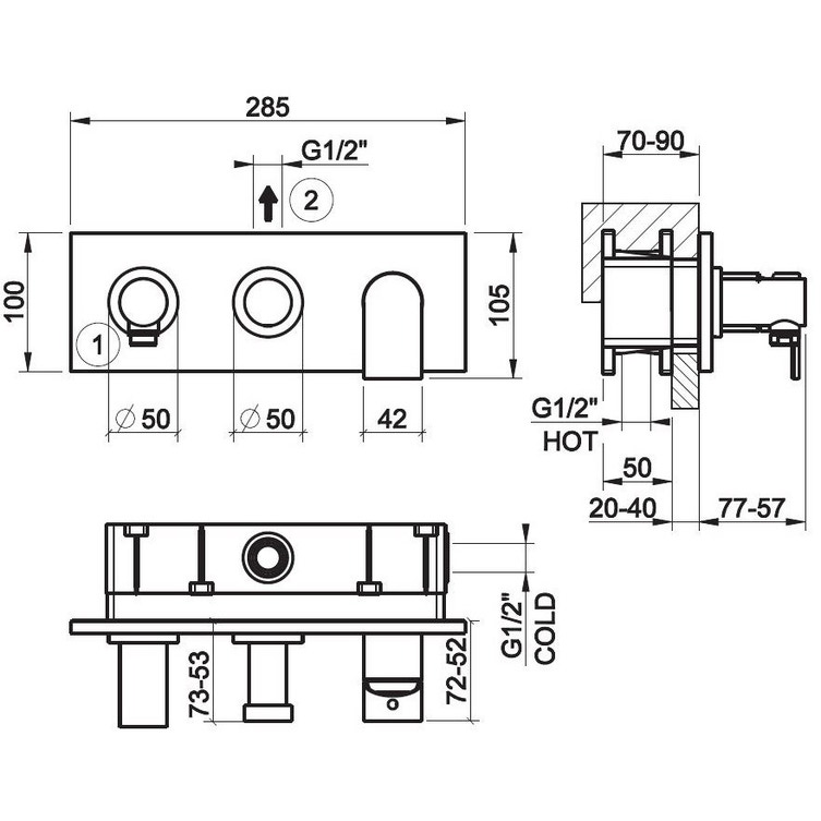Gessi 44898#031 VIA MANZONI parti esterne per miscelatore monocomando ...