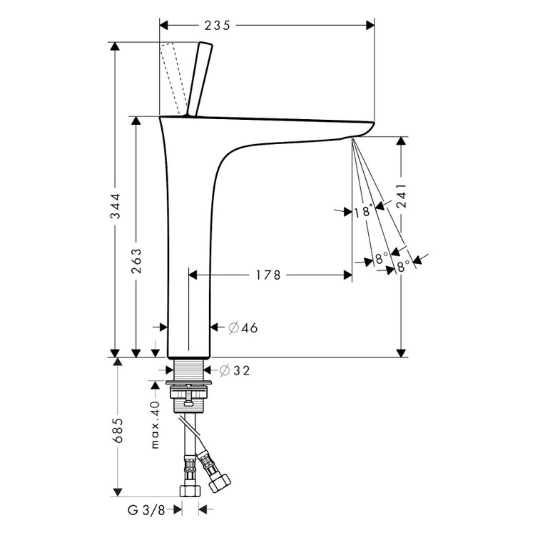 Hansgrohe 15072400 PURAVIDA miscelatore monocomando lavabo H.34 cm 240 ...