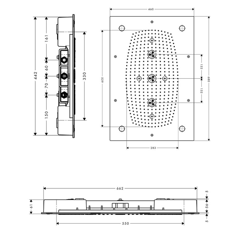 Hansgrohe 28418000 RAINDANCE RAINMAKER soffione doccia 680/460, 3 jet ...