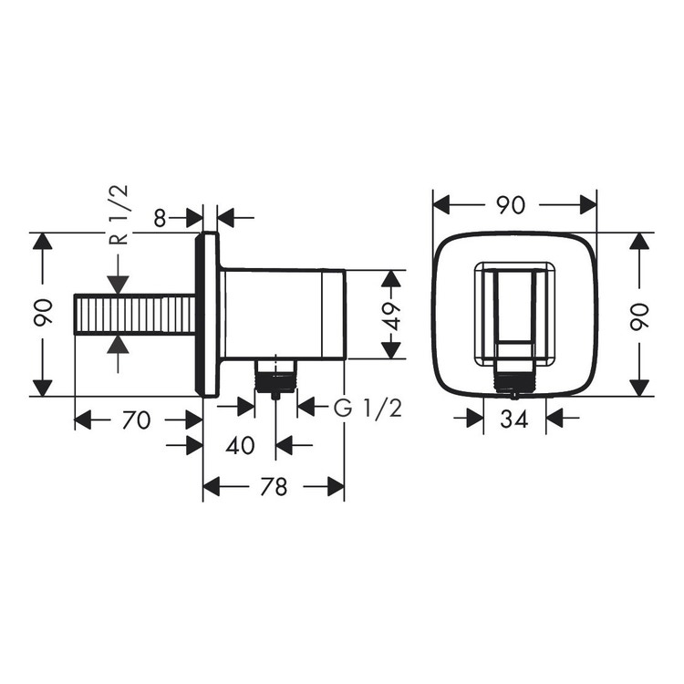 Hansgrohe 26485000 FIXFIT uscita a muro E con supporto doccia, finitura ...