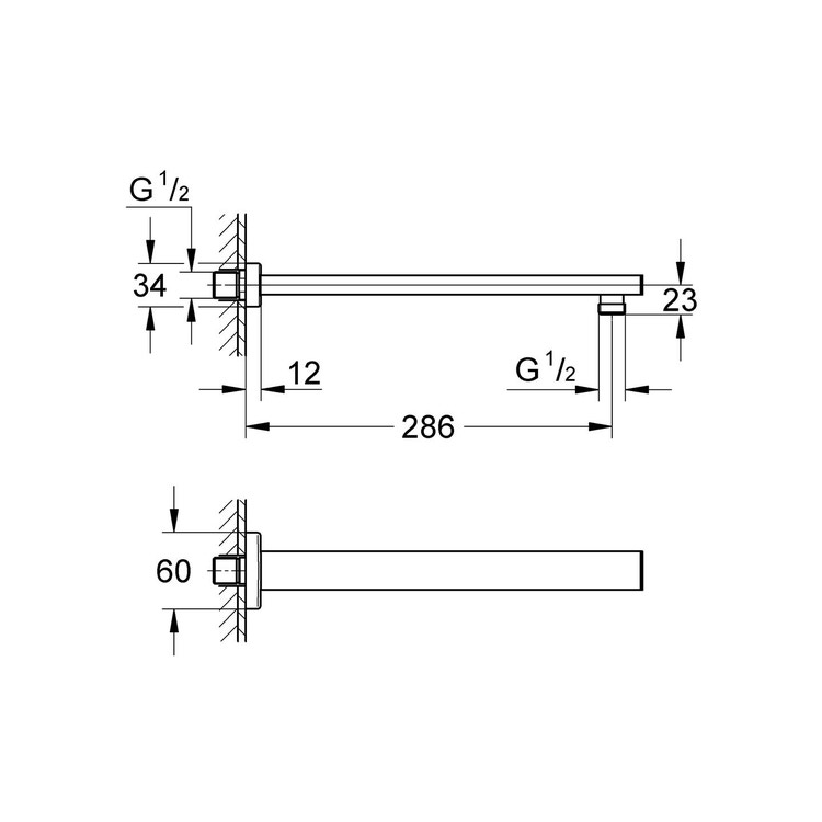 Grohe 27709000 Rainshower® Braccio a Parete per Soffione Doccia ...