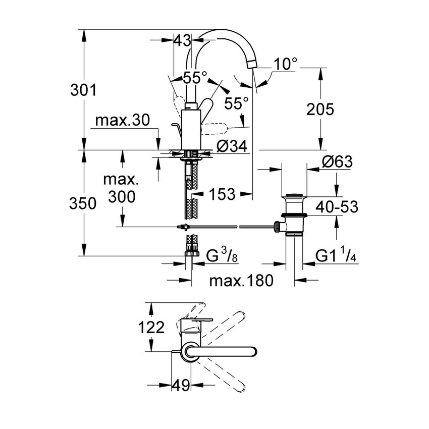 Grohe 23043002 Eurostyle Cosmo Miscelatore Monocomando Lavabo - Bocca ...