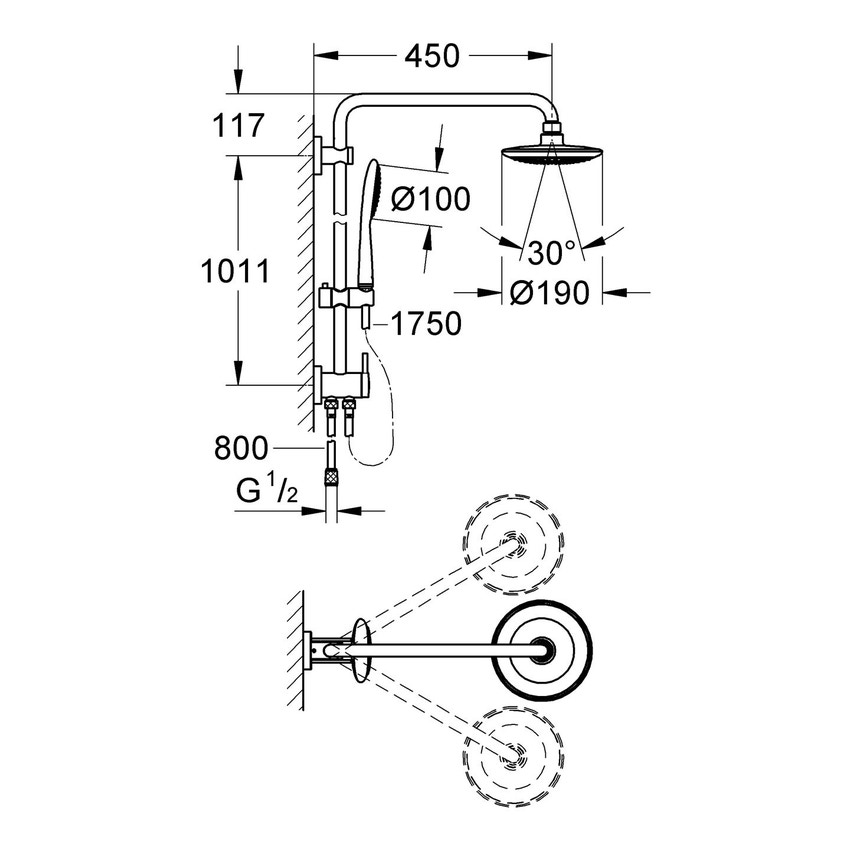 Grohe 27430000 Rainshower® Colonna Doccia con Deviatore E Soffione Da Ø ...