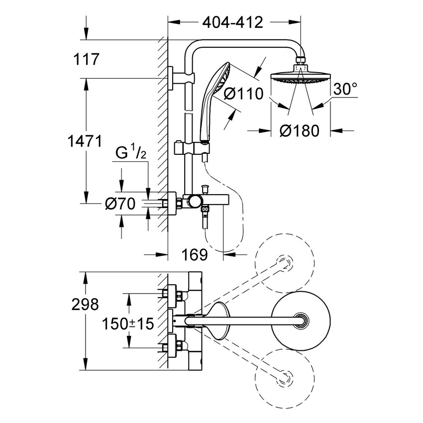 Grohe 27476000 Euphoria Colonna Doccia con Miscelatore Termostatico ...